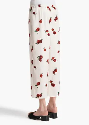 Khaite Mindy Pants With Raspberry Print - Cream Raspberry Print