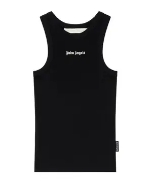 Palm Angels Ribbed Logo Tank Top