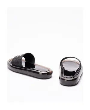 Tory Burch Embellished Logo Slip-on Sandals - Black