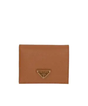 Prada Small Saffiano-leather Wallet - Brown