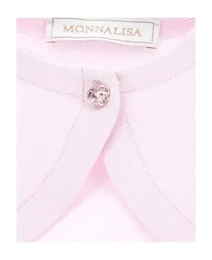 Monnalisa Rhinestone-logo Cropped Cardigan - Pink