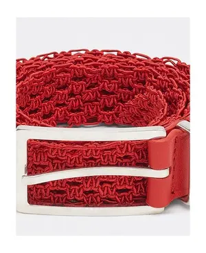 Bottega Veneta Woven Belt With Metal Buckle