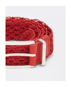 Bottega Veneta Woven Belt With Metal Buckle
