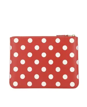 Comme Des Garçons Polka Dot Leather Clutch - Brown