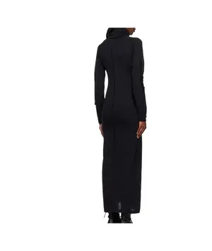 Y3 Mesh Insert Turtleneck Maxi Dress