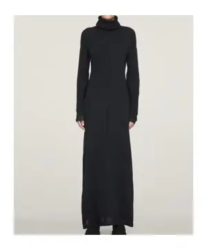 Y3 Mesh Insert Turtleneck Maxi Dress