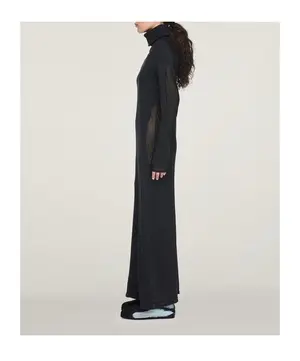 Y3 Mesh Insert Turtleneck Maxi Dress