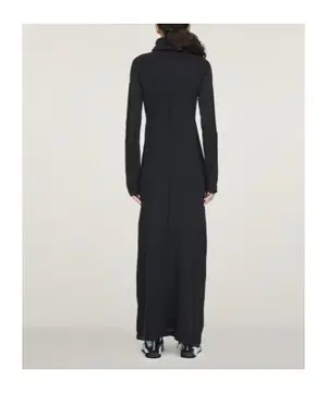 Y3 Mesh Insert Turtleneck Maxi Dress