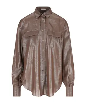 Brunello Cucinelli Metallic-effect Long-sleeve Shirt