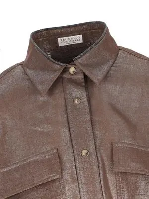 Brunello Cucinelli Metallic-effect Long-sleeve Shirt