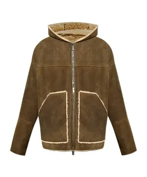 Dsquared2 Zip-up Hooded Leather Coat