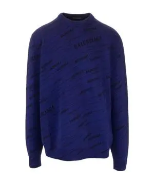 Balenciaga Diagonal Logo Jacquard Sweater