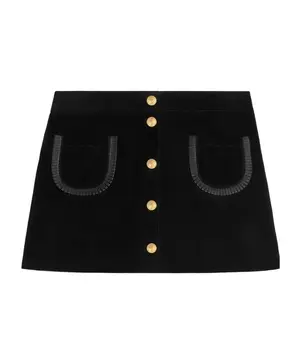 Celine Mini Suede Skirt With Triomphe Snaps