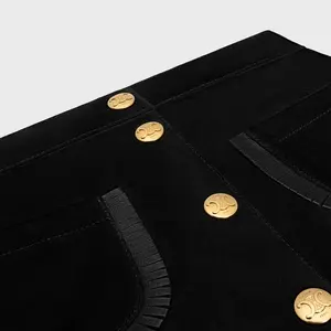 Celine Mini Suede Skirt With Triomphe Snaps