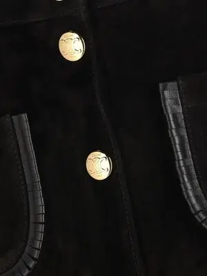 Celine Mini Suede Skirt With Triomphe Snaps