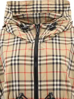 Burberry Checked Drawstring Hooded Jacket