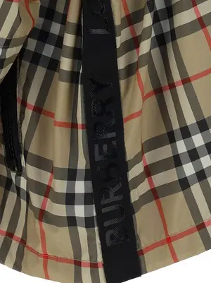 Burberry Checked Drawstring Hooded Jacket