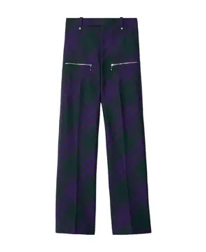 Burberry Check-pattern Wide-leg Trousers - Multicolor