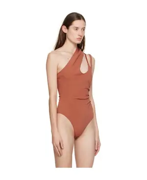 MUGLER Asymmetrical One-shoulder Tailored One-piece