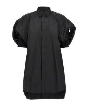 Sacai Balloon-sleeve Mini Dress - Black