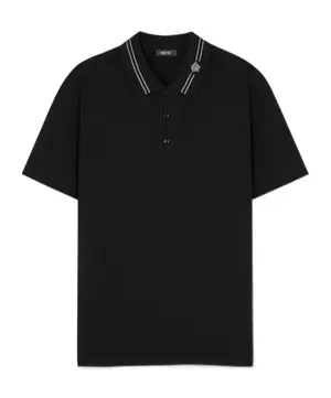 Versace Medusa-embroidered Short-sleeved Polo Shirt - Black