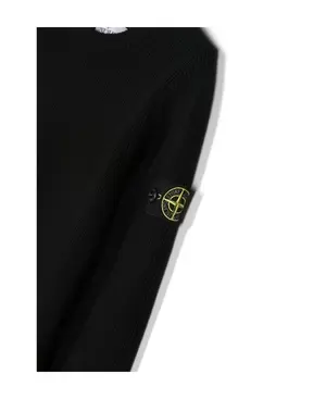 Stone Island Logo Patch Sleeve Sweatshirt - Black