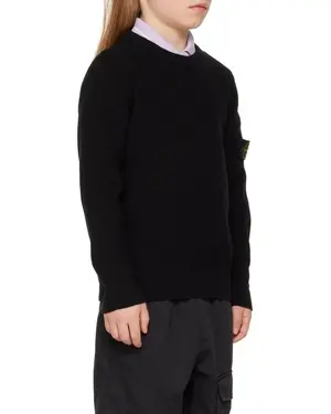 Stone Island Logo Patch Sleeve Sweatshirt - Black