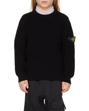 Stone Island Logo Patch Sleeve Sweatshirt - Black
