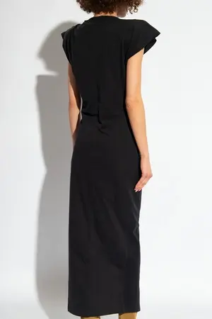 Isabel Marant Étoile Ruched Midi Dress With Front Slit - Black