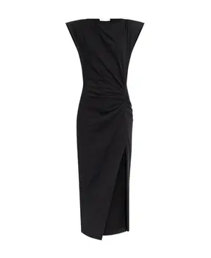 Isabel Marant Étoile Ruched Midi Dress With Front Slit - Black