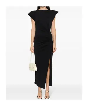 Isabel Marant Étoile Ruched Midi Dress With Front Slit - Black