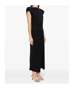 Isabel Marant Étoile Ruched Midi Dress With Front Slit - Black