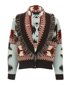 ALANUI Alanui Icon Jacquard Shawl Collar Cardigan With Fringe
