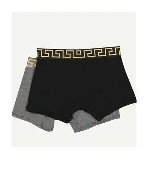 Versace Two-pack Logo-waistband Boxers - Gray/black
