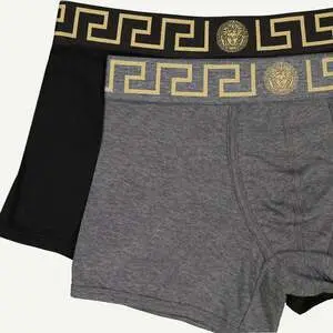 Versace Two-pack Logo-waistband Boxers - Gray/black