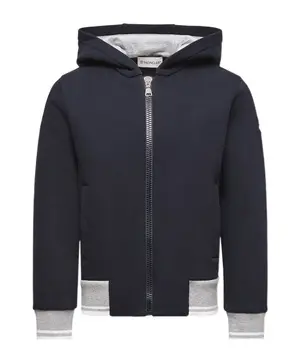Moncler Stripe-trimmed Cotton Zip-up Hoodie - Navy