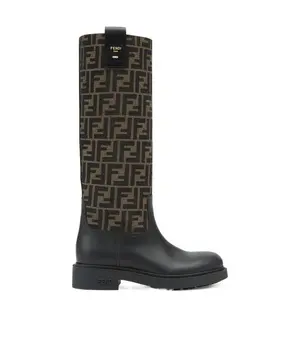 Fendi Paneled Knee-high Boots - Brown