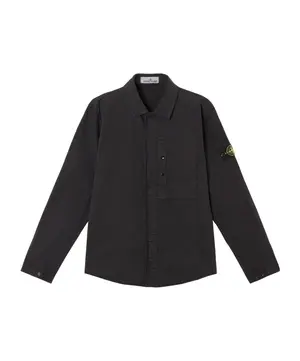 Stone Island Compass Patch Long-sleeved Overshirt - Black