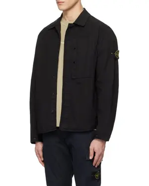 Stone Island Compass Patch Long-sleeved Overshirt - Black