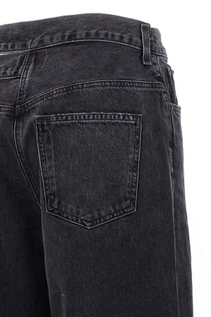 AGOLDE High Waist Denim Trousers With Asymmetrical Cutout Waistband