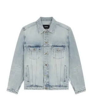 We11Done Denim Jacket With Embroidered Logo - Gray