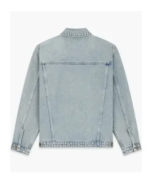 We11Done Denim Jacket With Embroidered Logo - Gray