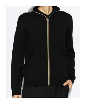 Paul Smith Signature Stripe Zip Cardigan - Black