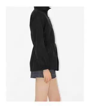 Burberry High-neck Zip-up Jacket With Drawstring Waist - Black