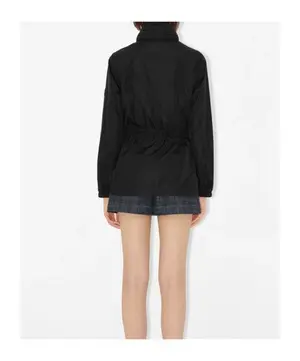 Burberry High-neck Zip-up Jacket With Drawstring Waist - Black