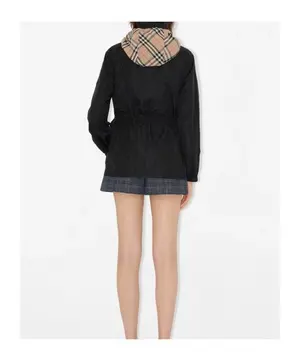 Burberry High-neck Zip-up Jacket With Drawstring Waist - Black