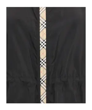 Burberry High-neck Zip-up Jacket With Drawstring Waist - Black