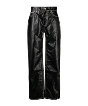 Eytys High-waist Faux-leather Trousers With Contrast Stitching - No