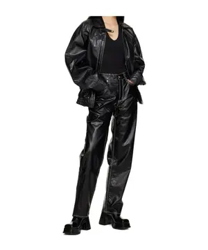 Eytys High-waist Faux-leather Trousers With Contrast Stitching - No
