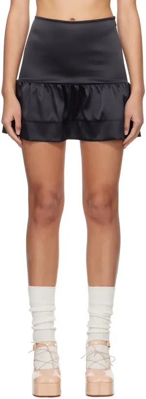GANNI Double Satin Flounce Mini Skirt